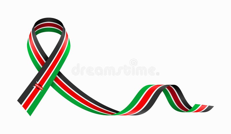 Kenyan Flag Stripe Ribbon Wavy Background Layout. Vector Illustration ...