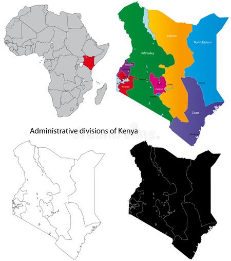 Kenyan map stock vector. Illustration of clip, colored - 18896527