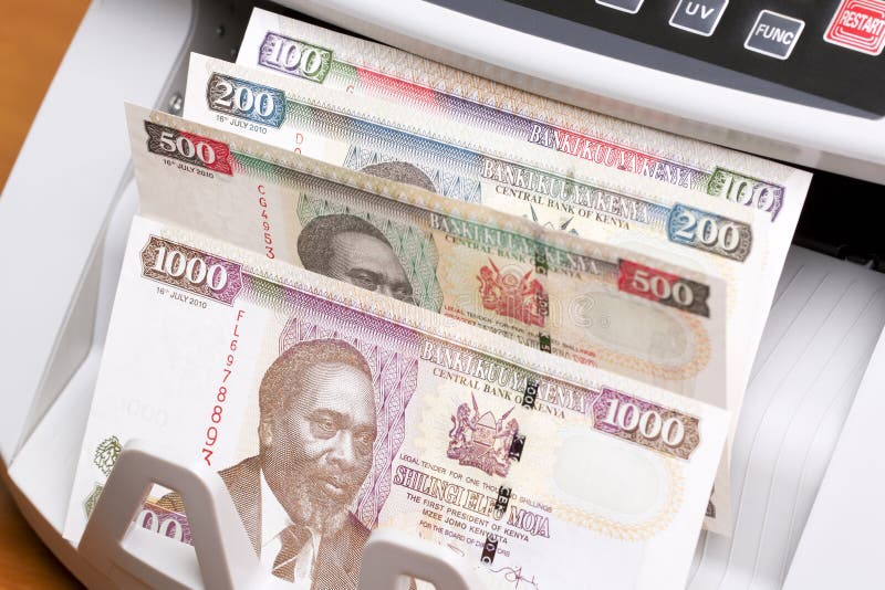Kenyan Shilling in the Counting Machine Stock Photo - Image of note ...