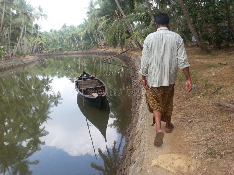 Kerala Back Water with Wonderful Scenery Stock Image - Image of wodden ...
