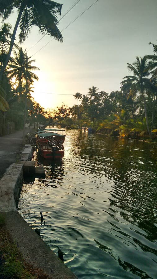 Kerala back water stock image. Image of back, boat, kerala - 74694887