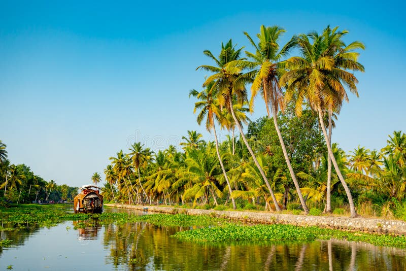 Kerala Backwaters, India. Boats on the Canals Stock Image - Image of ...