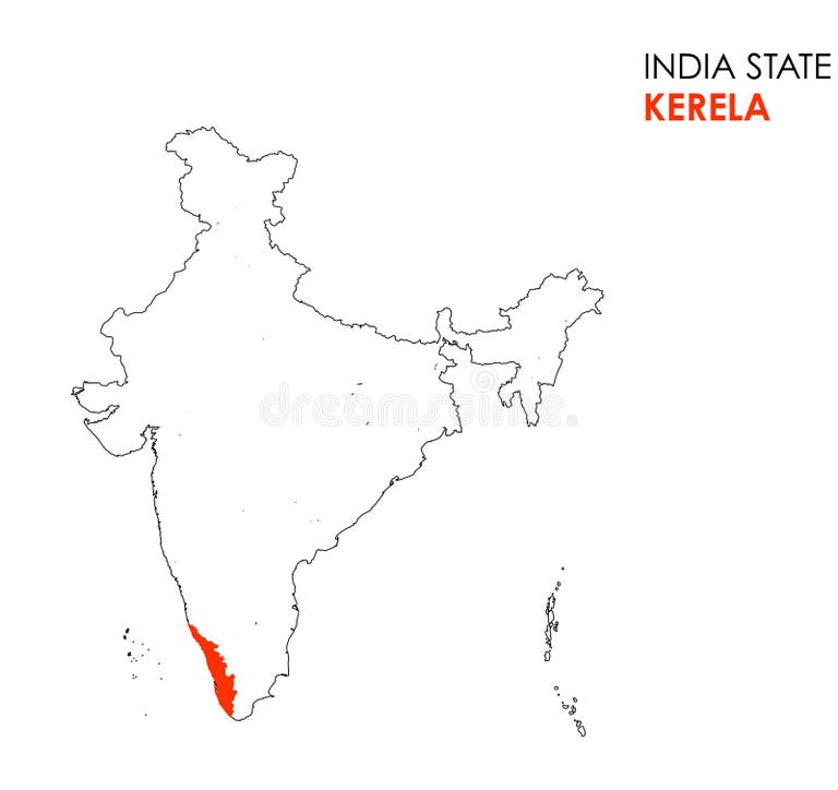 Kerala Map of Indian State. Kerala Map Vector Illustration Stock Vector ...