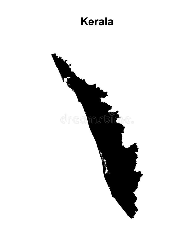 Kerala outline map stock vector. Illustration of contour - 360433982