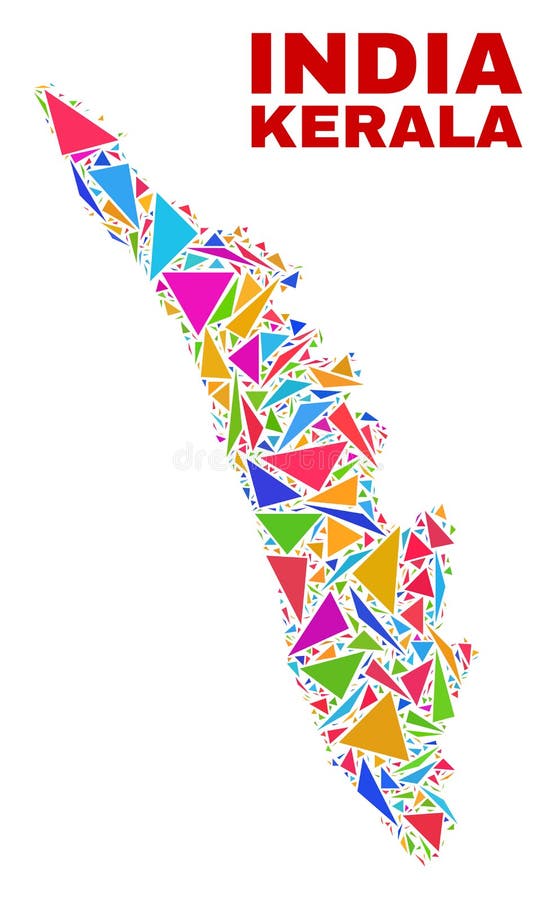 Kerala State Map - Mosaic of Color Triangles Stock Vector ...