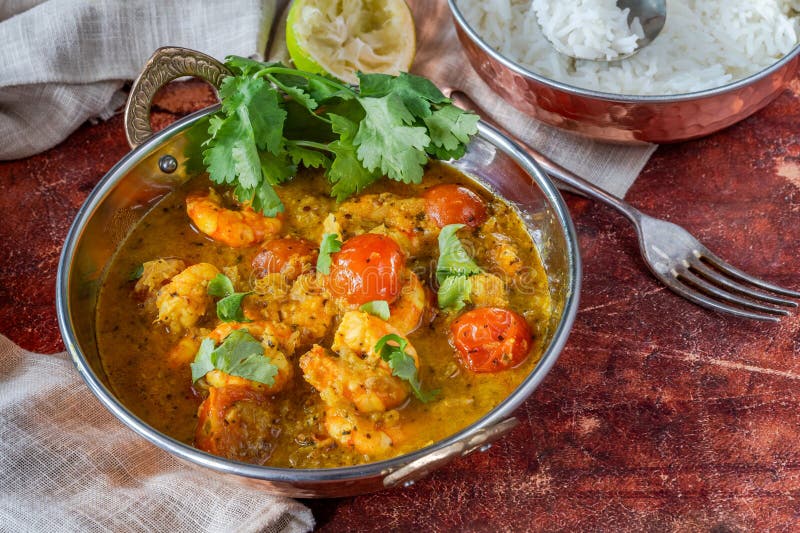 Keralan style prawn curry stock photo. Image of basmati - 334437860