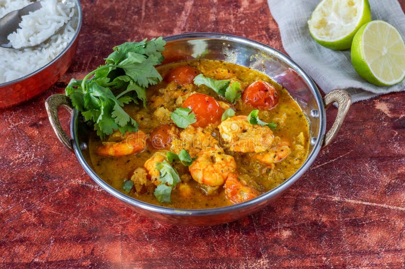 Keralan style prawn curry stock image. Image of basmati - 359941993