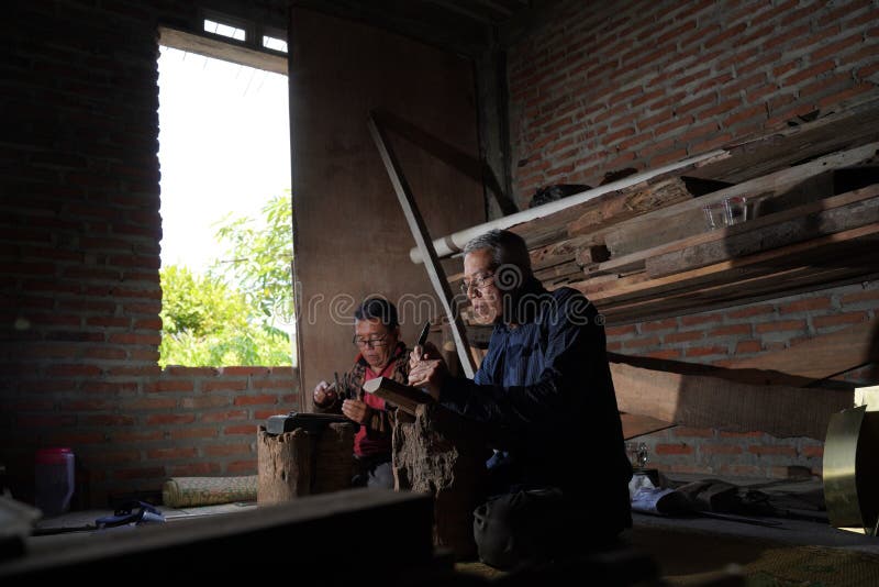 Keris Craftsmen in the Workshop, in the Process of Making Keris ...