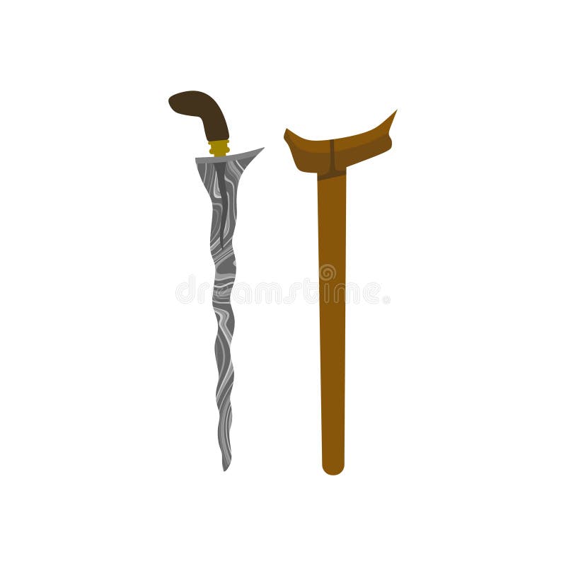 Keris Traditional Weapon from Indonesia in Flat Design Vector ...