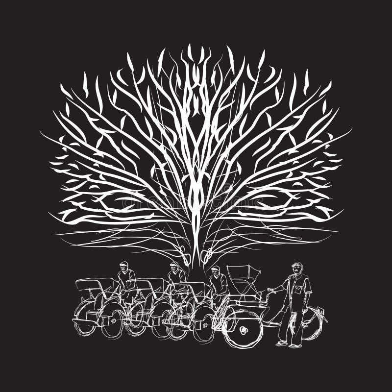 Illustration of a Rickshaw Puller Stock Illustration - Illustration of ...