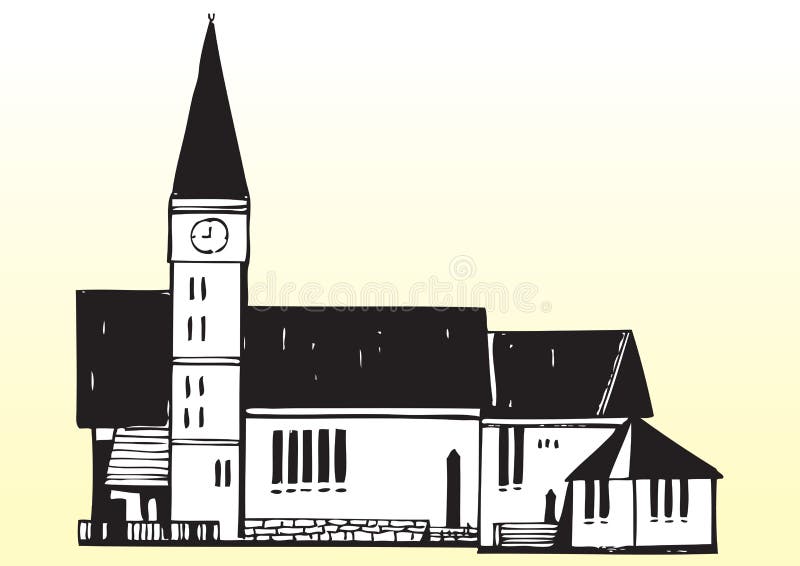 Schets Van Een Kerk En Toren Vector Illustratie - Illustration of ...