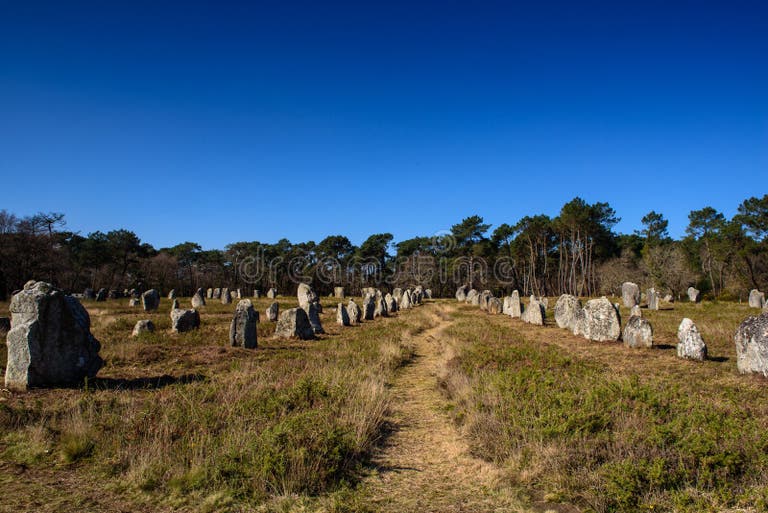 Kerlescan Menhir Alignment Near Carnac Stock Photo - Image of morbihan ...