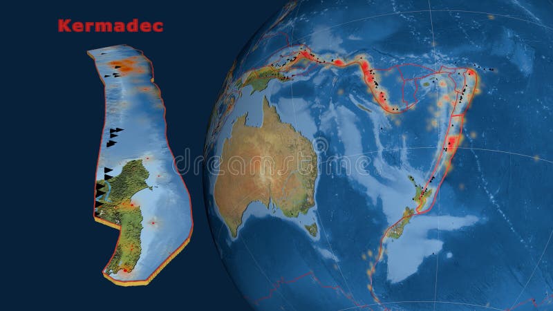 Kermadec Plate Described and Presented - Satellite Stock Illustration ...