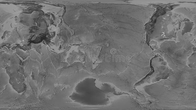 Kermadec Plate - Global Map. Patterson Cylindrical. Grayscale Stock ...