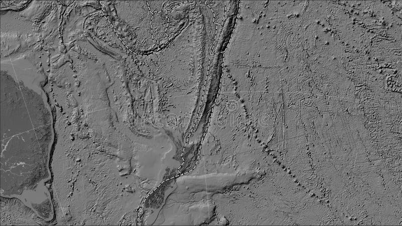 Kermadec Plate - Boundaries. Bilevel Map Stock Illustration ...