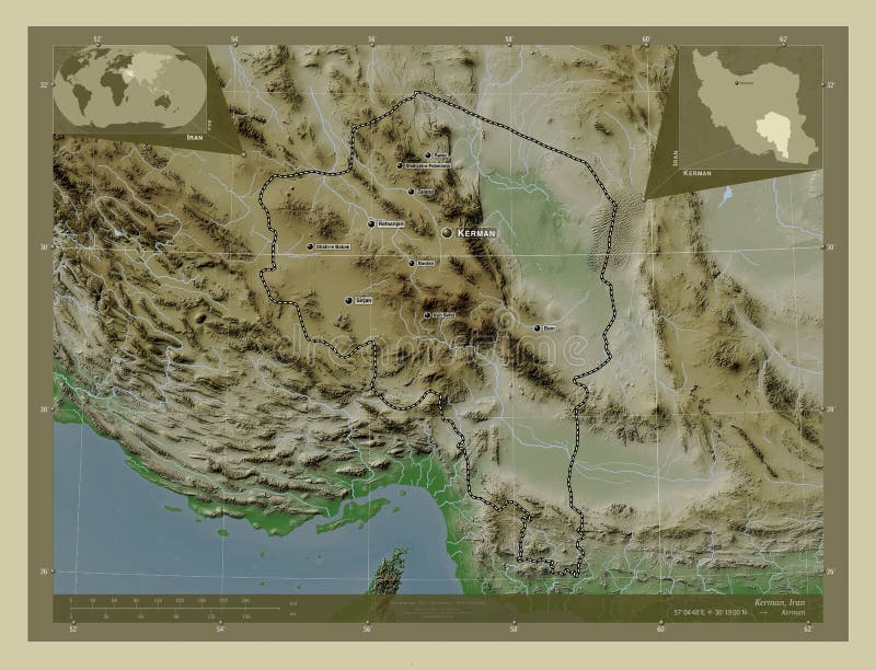 Kerman, Iran. Wiki. Labelled Points of Cities Stock Photo - Image of ...