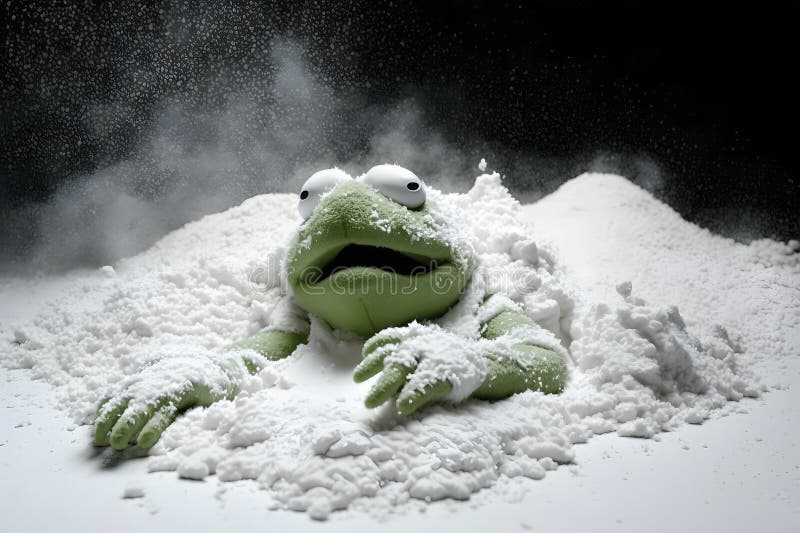 Kermit the Frog in a White Powder Pile. Creative Design for Posters and ...
