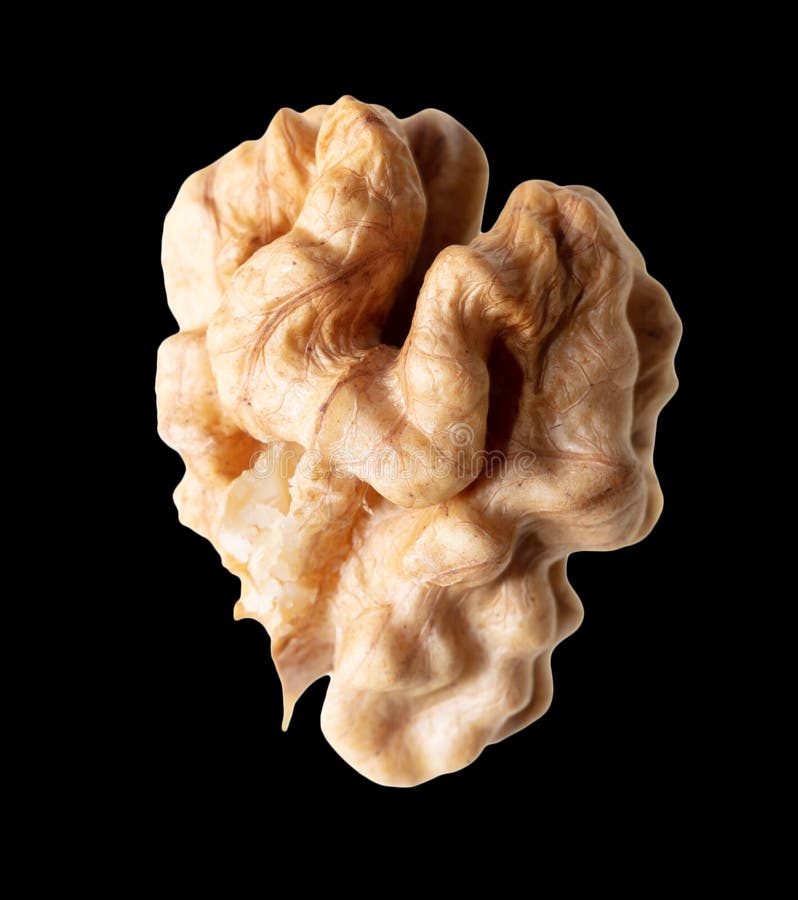 Kernel Split Walnut Isolated Black Stock Photos - Free & Royalty-Free ...