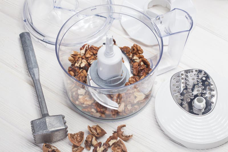 Kernel Walnuts in a Food Processor Ready To Be Crushed Stock Image ...