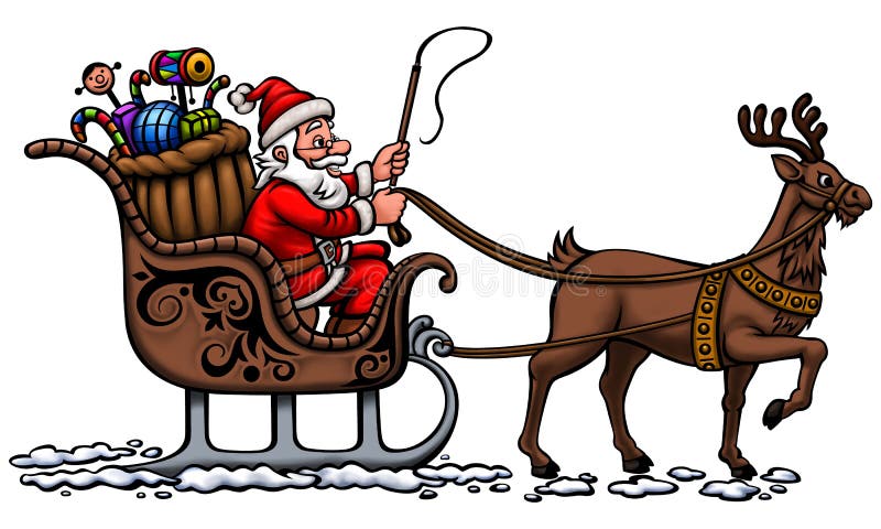 De Kerstman en Slee vector illustratie. Illustration of cadeau - 15523539