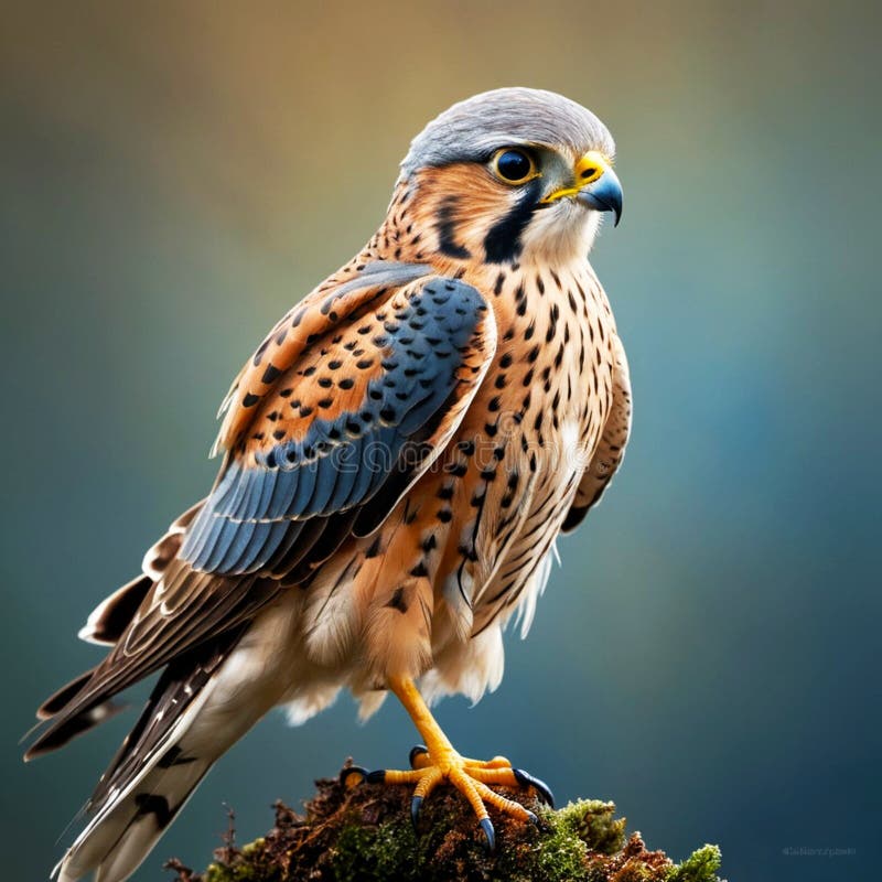 A Kestrel Perched on a Bare Branch in a State of Vigilance, Wings ...