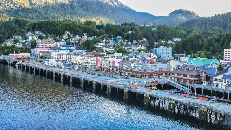 Ketchikan Alaska Cruise Ship Pier and Waterfront Stock Photo - Image of ...