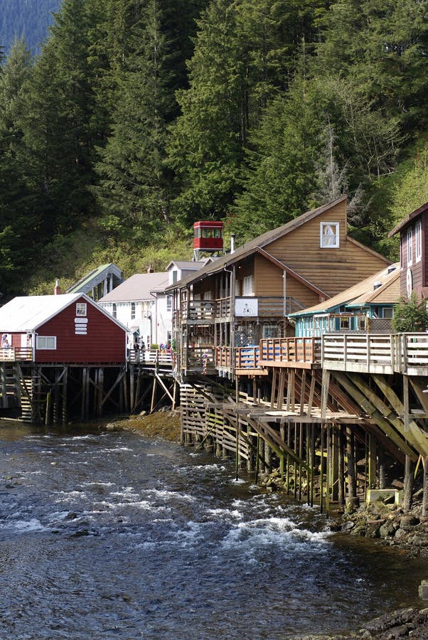 Ketchikan Old Town stock image. Image of street, creek - 3026453