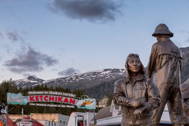 Ketchikan Statues stock image. Image of fish, north, evening - 75264967