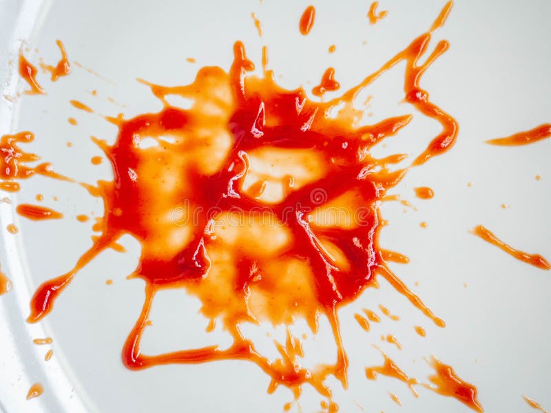 Ketchup Color Red on White Plate ,Pattern Break Spread,White Background ...