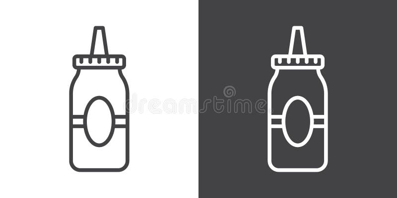 Ketchup Icon Flat Vector Set Outline Stock Vector - Illustration of ...