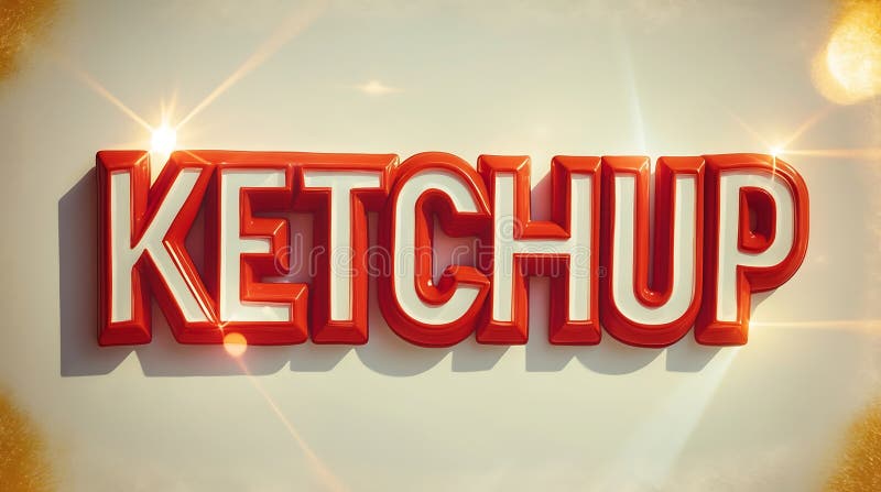 Ketchup Lettering in Bold Red Font Illuminated by a Soft Glow on a ...