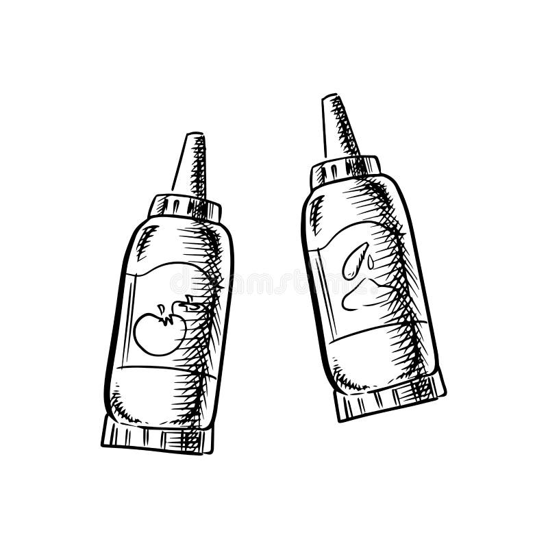 Rolig varmkorv och senap vektor illustrationer. Illustration av tecknad ...