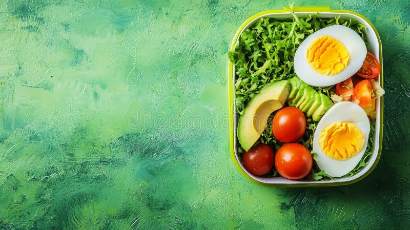 Keto-friendly Lunch Box with Eggs, Avocado, and Cheese , Green ...