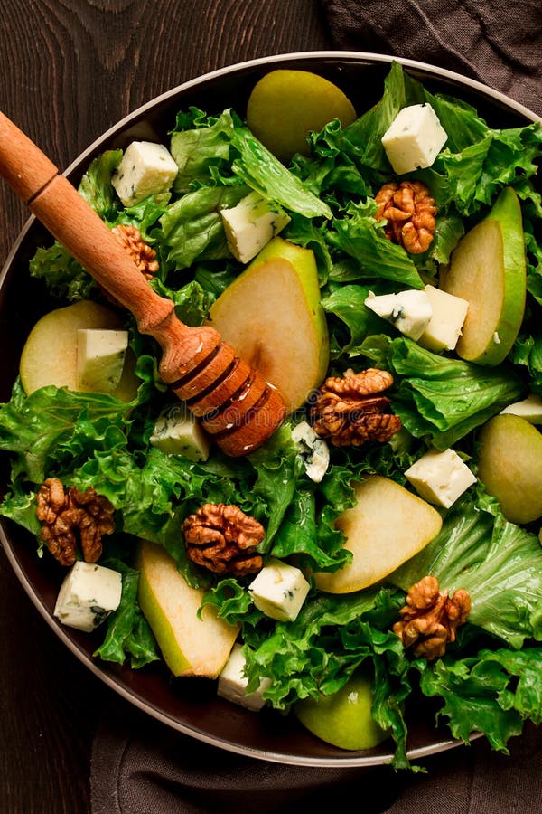 Keto Salad, Pear with Blue Cheese and Walnut, Selective Focus, No ...