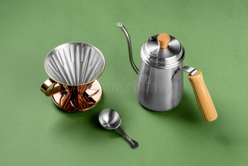 Kettle for Brewing with Dripper and Meanuring Spoon Stock Photo - Image ...