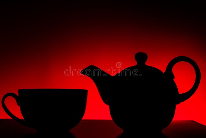 Kettle with a Cup in Red Light. Stock Image - Image of ceremony, beauty ...