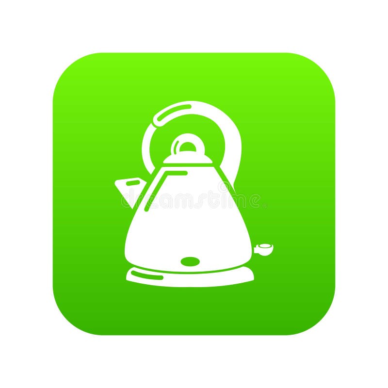 Kettle Electric Icon Green Vector Stock Vector - Illustration of ...