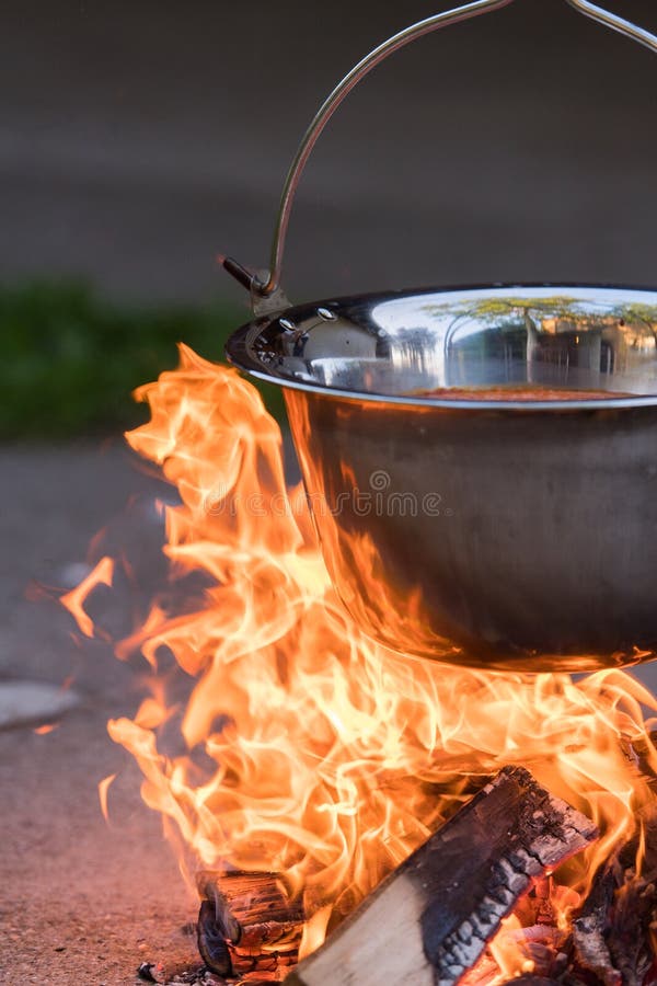 Kettle on the Fire , Cooking in the Nature Stock Photo - Image of ...