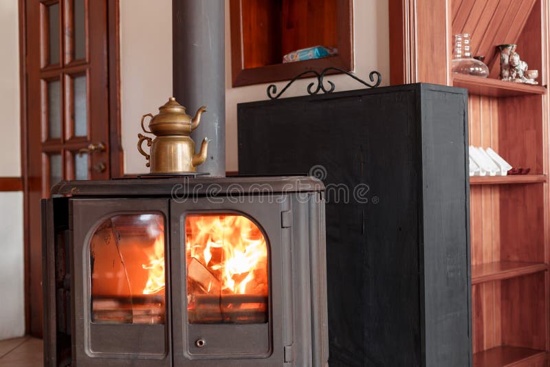 Fireplace kettle stock image. Image of stone, brick, cauldron - 53664747