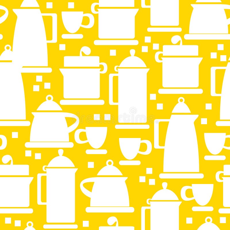 Kettle Icons of Seamless Pattern Stock Vector - Illustration of texture ...