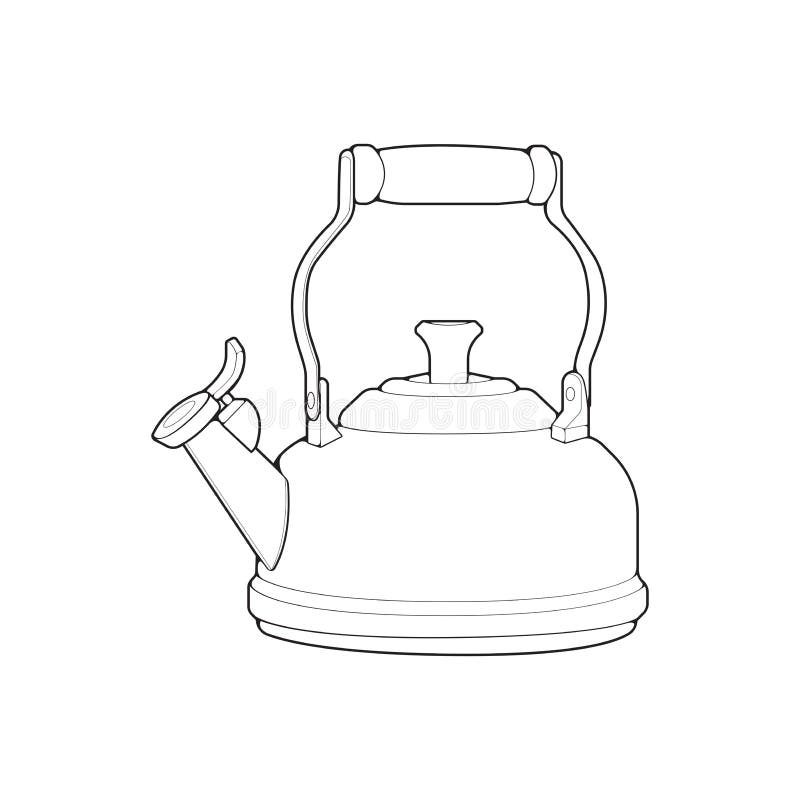 Set Off Kettle Vector Art. Teapot Template. Kettle with Handle Isolated ...