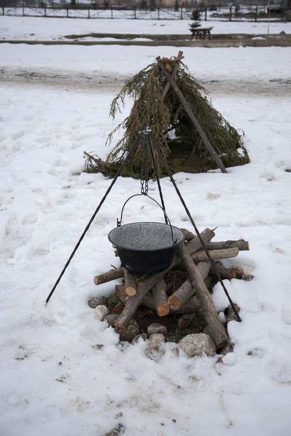 Preparing a Fire To Make Some Food Stock Photo - Image of bonfire, heat ...