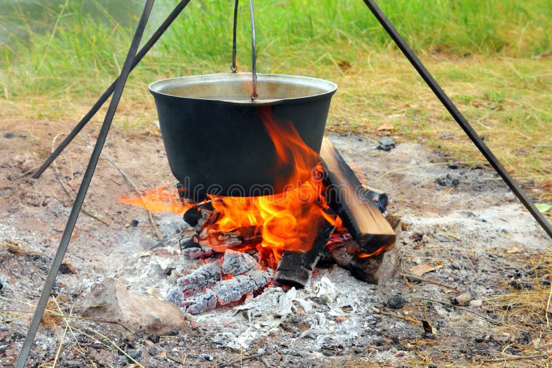 Campfire cooking. stock image. Image of camping, activity - 34869521