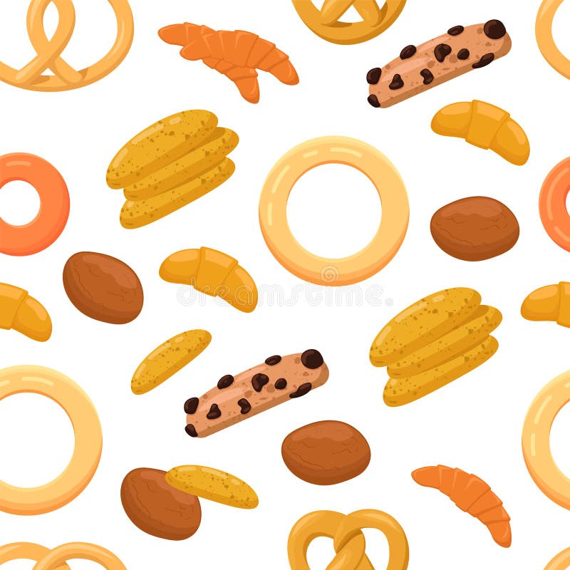 Cookies. Sweet Baked Goods. Vector Illustration. Seamless Pattern of ...