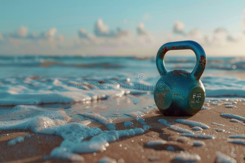 A Kettle Sitting on the Sandy Beach by the Ocean. Suitable for Travel ...
