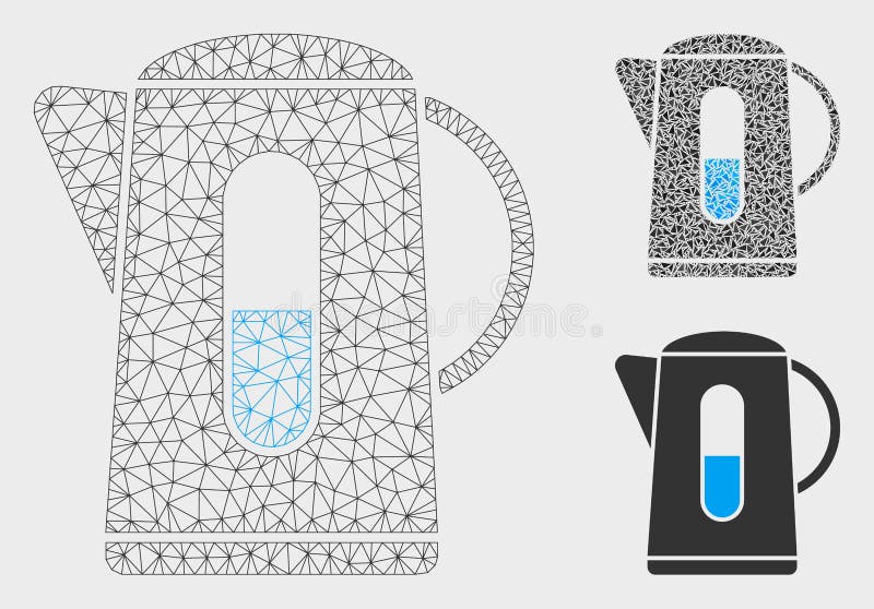 Kettle Vector Mesh Carcass Model and Triangle Mosaic Icon Stock Vector ...