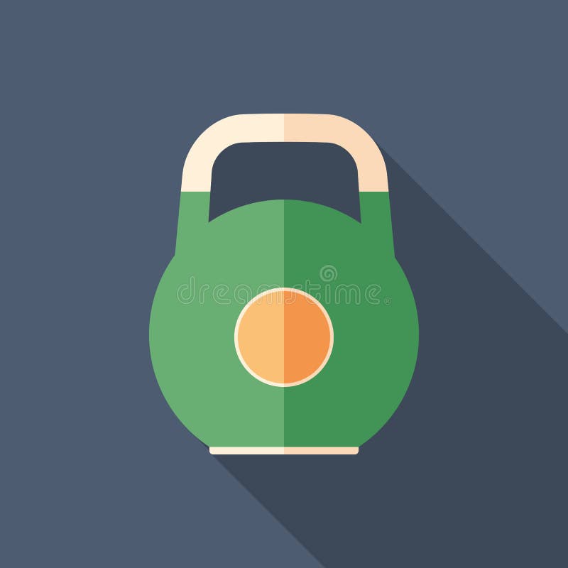 Kettlebell Flat Square Icon with Long Shadows. Stock Vector ...