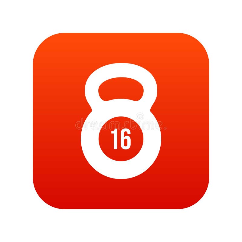 Kettlebell Icon Digital Red Stock Vector - Illustration of kettlebell ...