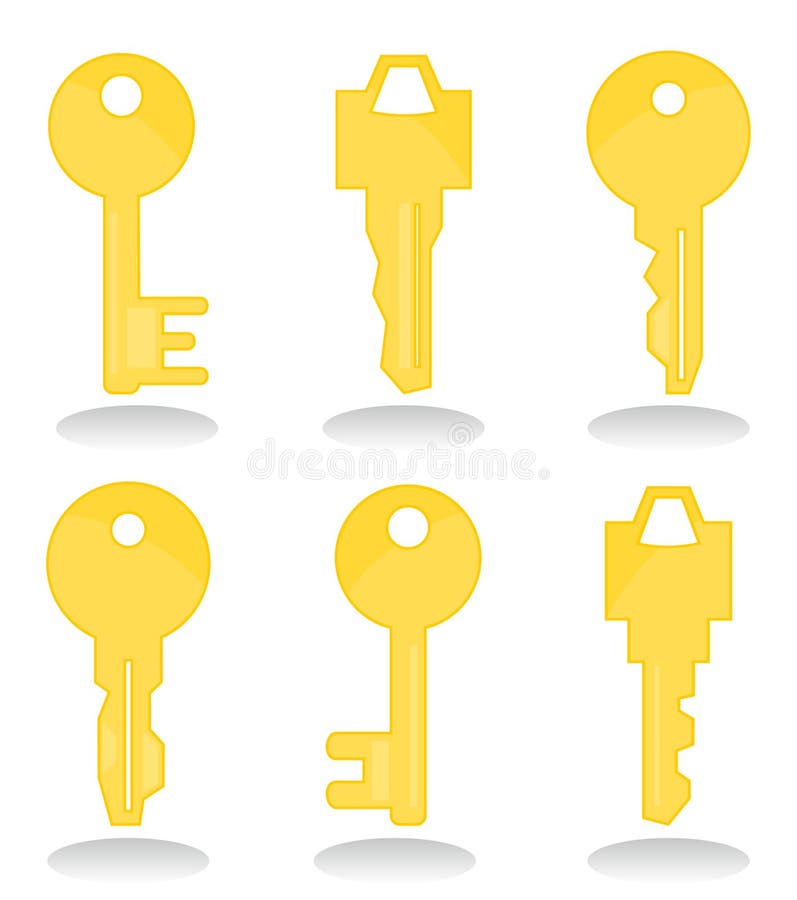Square Head Common House Key Vector Graphic Set Stock Vector ...