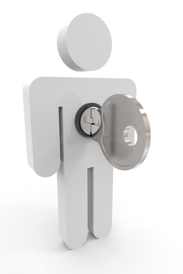 Key into 3d Man. the Human Factor Concept Stock Illustration ...